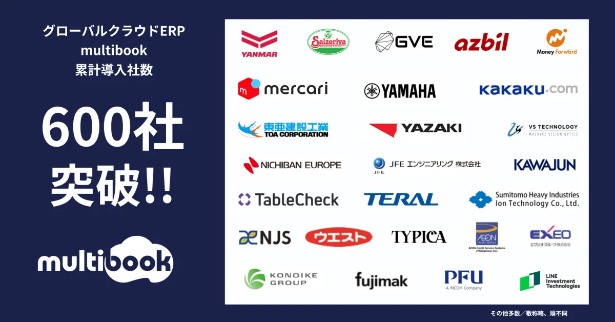 グローバルクラウドERP『multibook』が600社導入達成！新基準対応で成長加速 - サードニュース