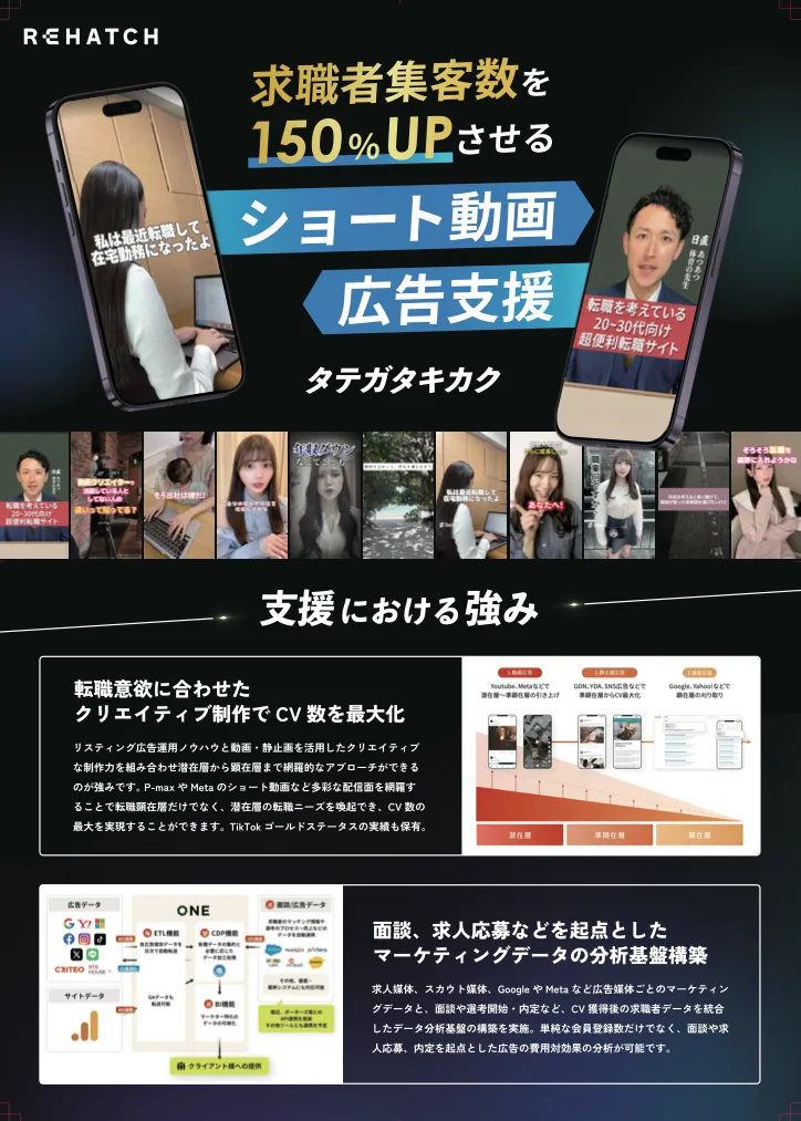 REHATCHが縦型動画広告の新サービス「タテガタキカク」を発表 - サードニュース